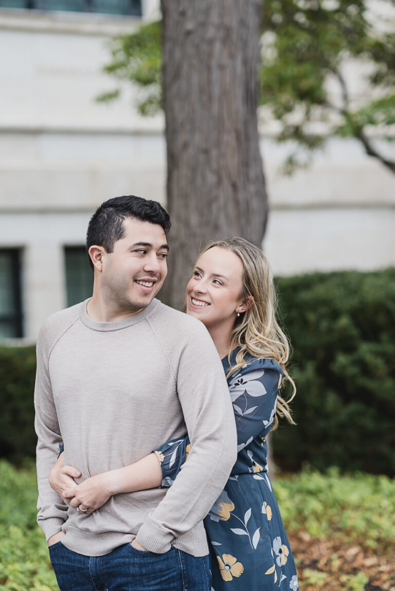a fall engagement session in detroit at the library and dia by kari dawson