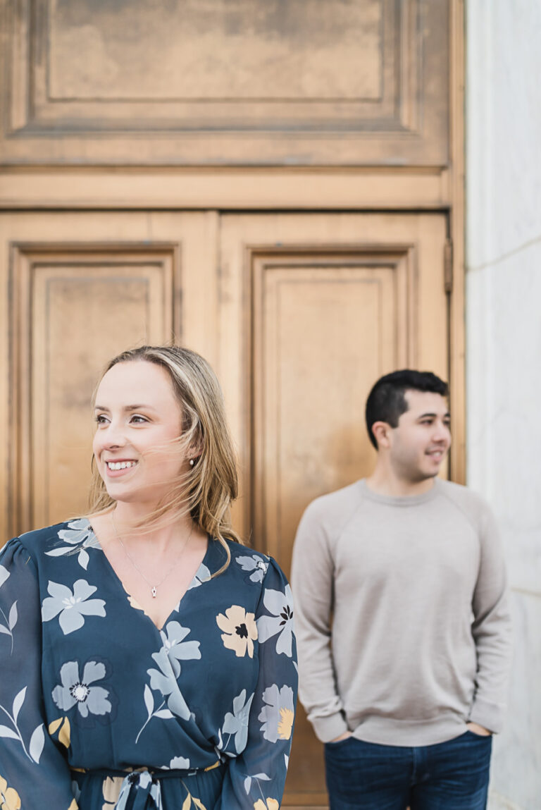 a fall engagement session in detroit at the library and dia by kari dawson